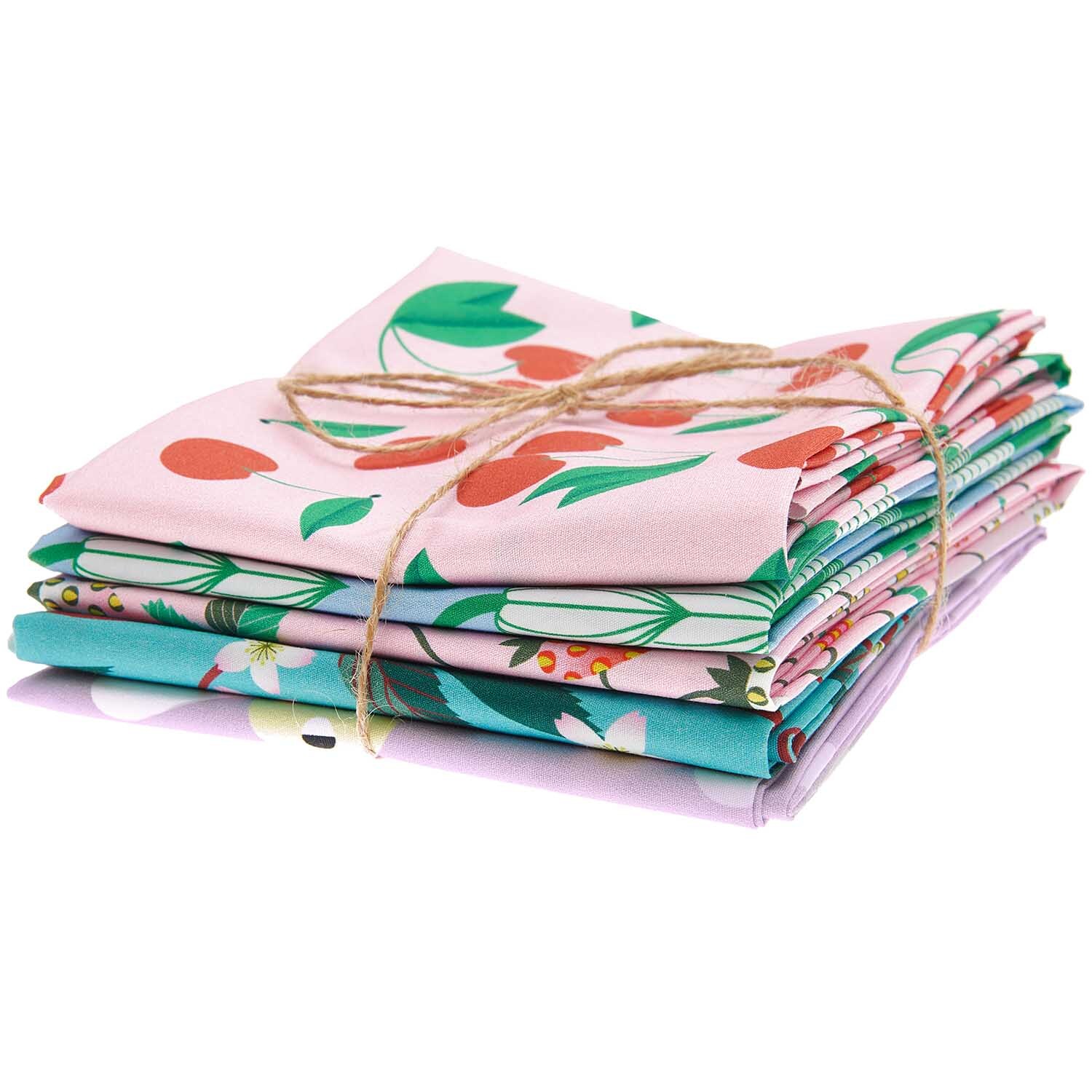 Fabric package with 5 fabrics Just Bees + Fruits + Flowers 50x70cm ...