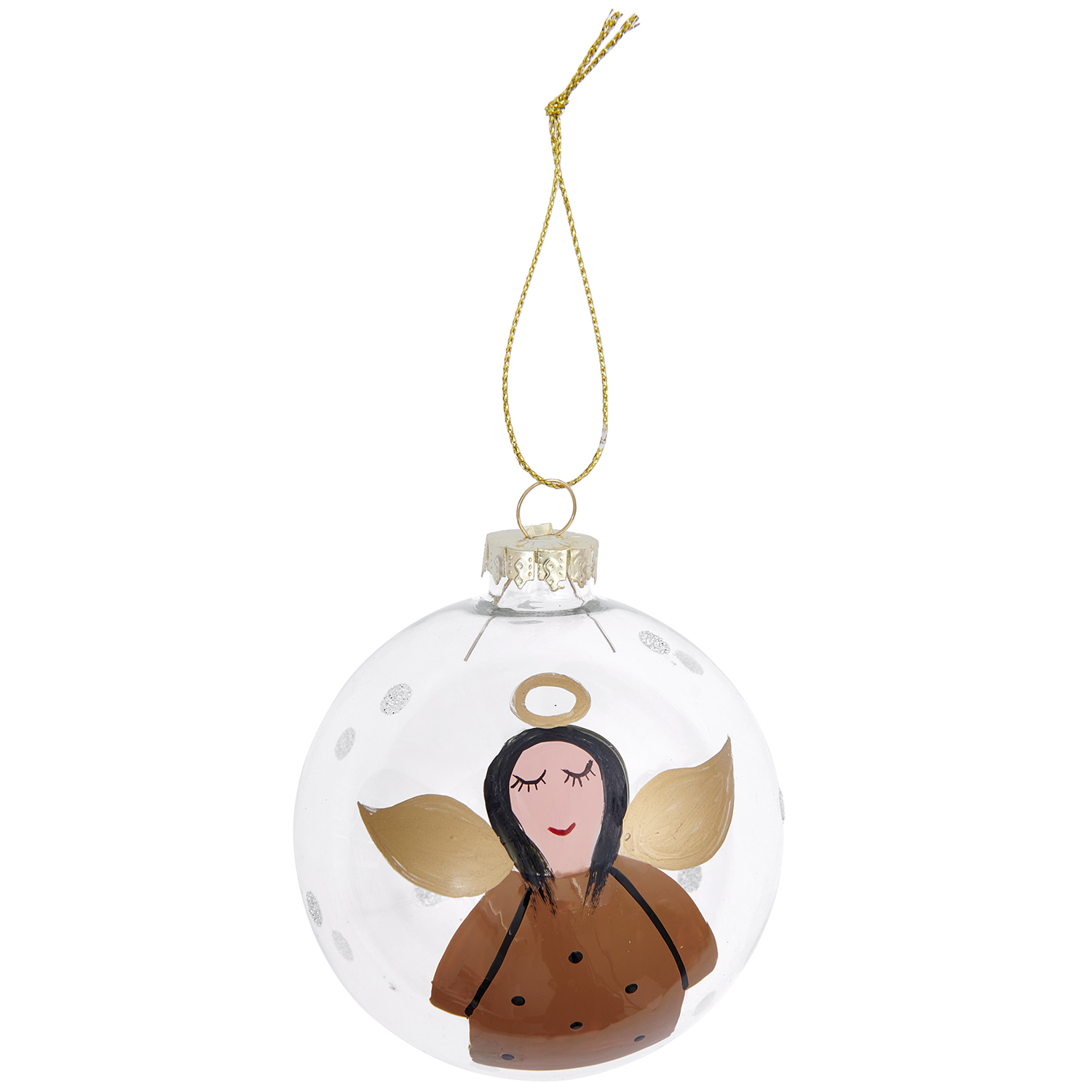 Glass ball angel hand-painted clear 8cm | 3471654